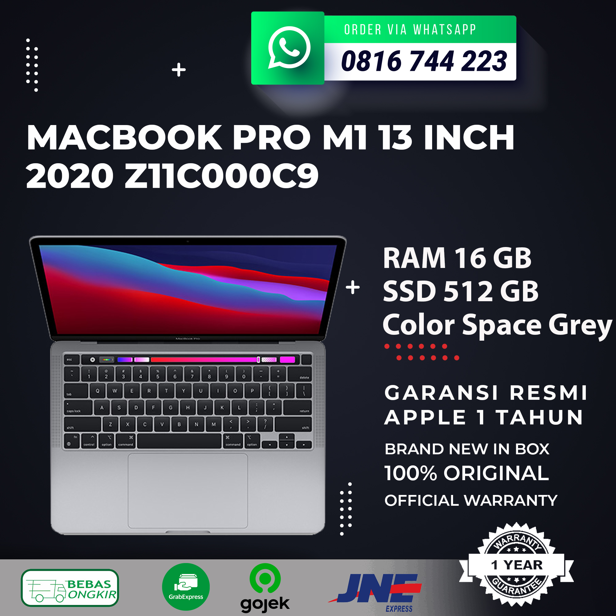 Macbook Pro 2020 13" M1 Chip, Z11C000C9 - Custom Space Grey - MACNESIA ...