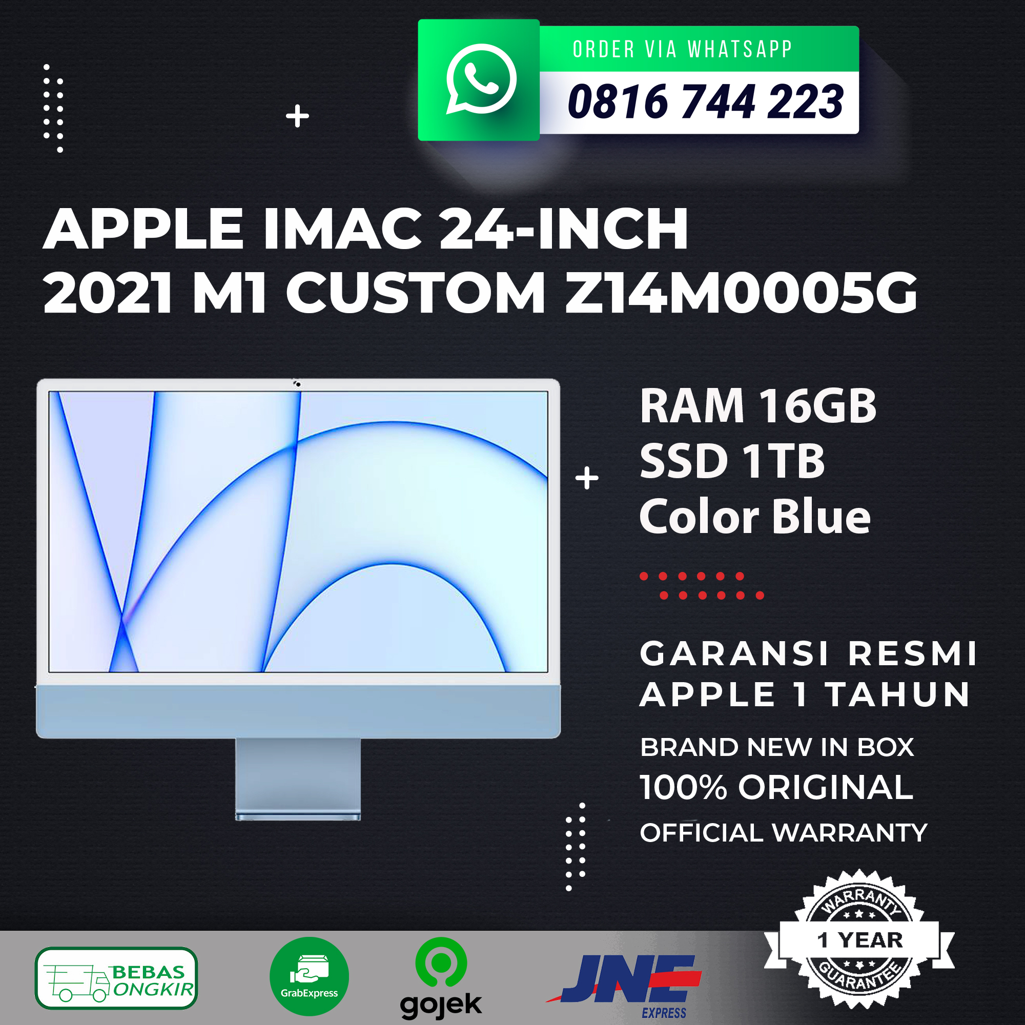 Apple iMac 24" 2021 M1, Z14M0005G - Custom Blue - MACNESIA STORE