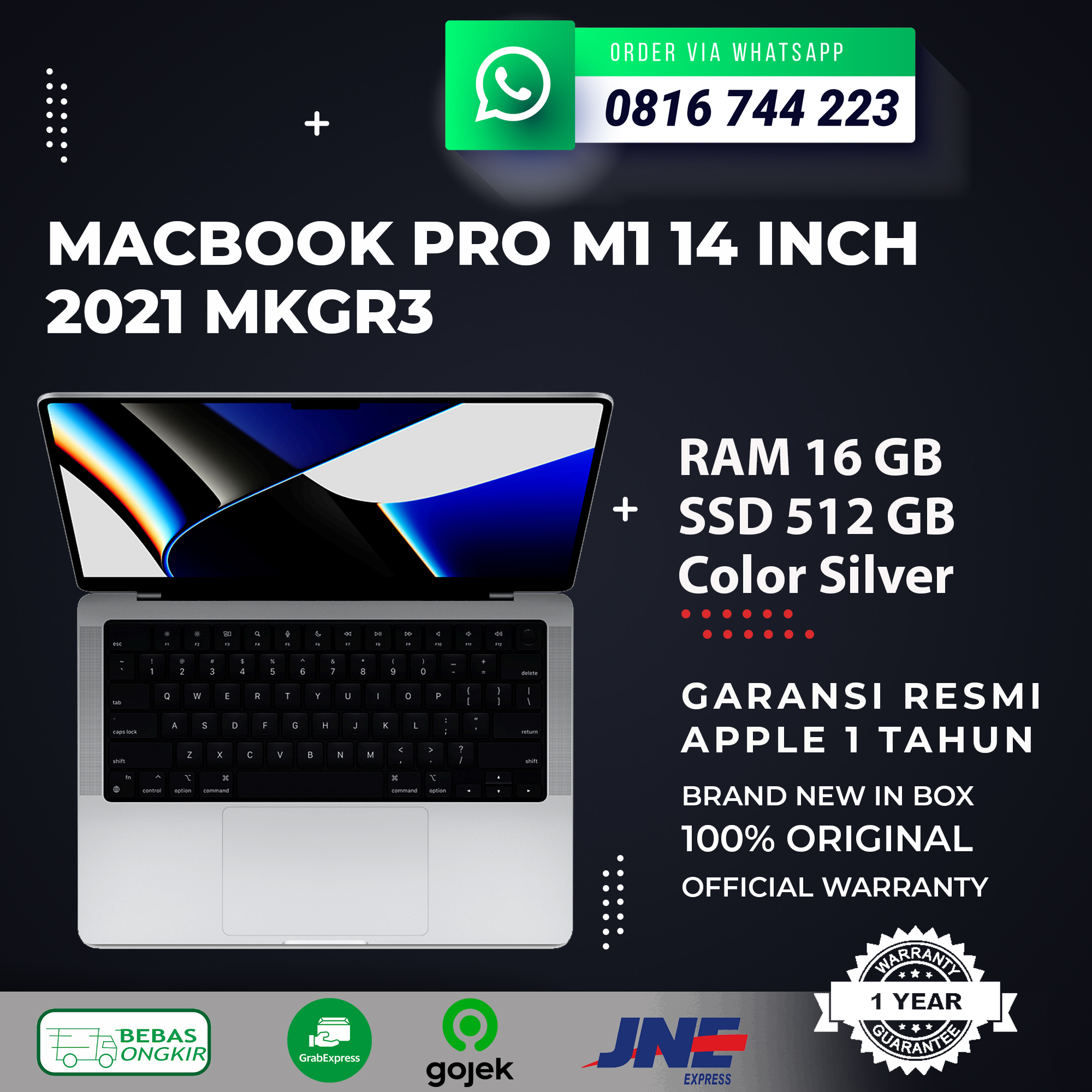 Macbook Pro 2021 14" M1 Chip, MKGR3 - Silver - MACNESIA STORE