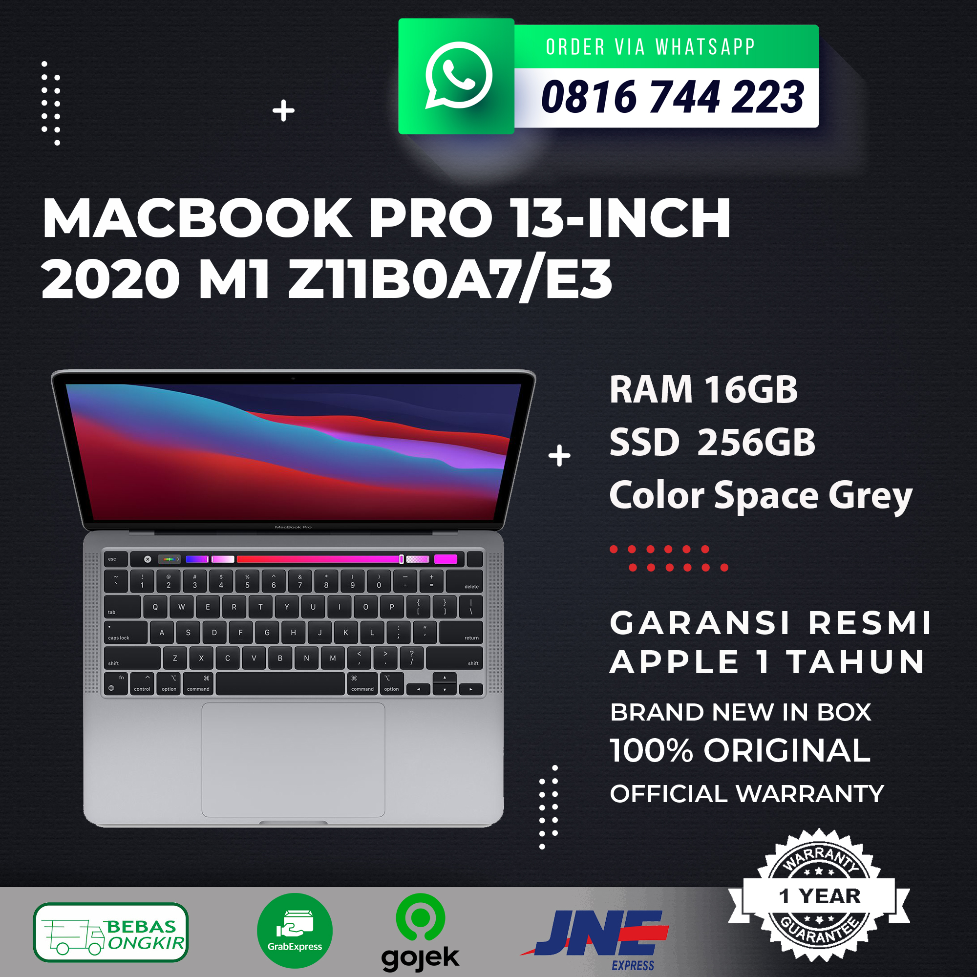 Macbook Pro 2020 13" M1 Chip Custom, Z11B0A7/E3 - Grey - MACNESIA STORE